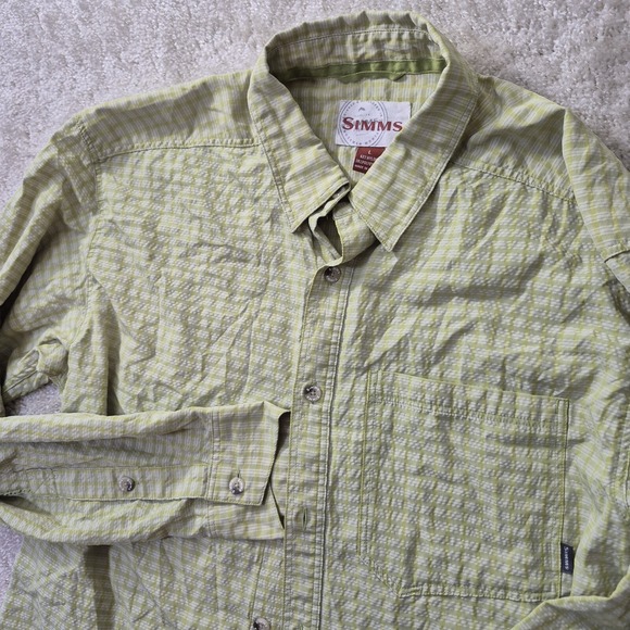 Simms | Shirts | Simms Fishing Shirt Men L Yellow Plaid Nylon ...